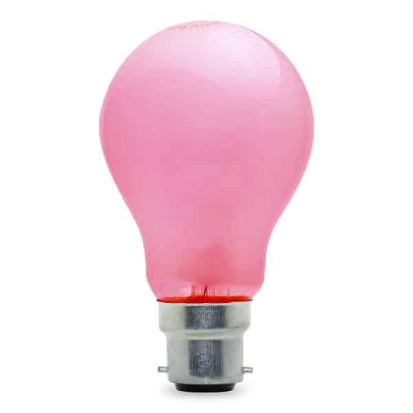 Pink Opaque GLS General Household Incandescent Light Bulb 240v - BC ...
